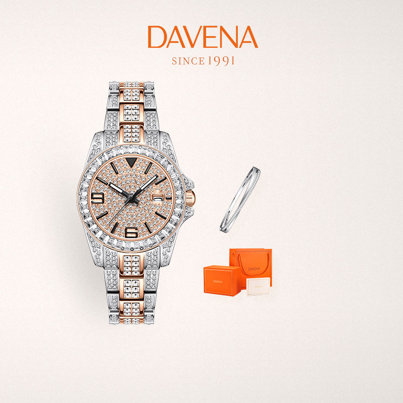 DAVENA蒂玮娜点睛系列满钻满天星手表女款轻奢小众正品女士腕表_虎窝淘