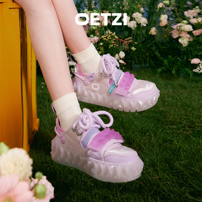 OETZI冰人奥兹帆布增高拼色鞋