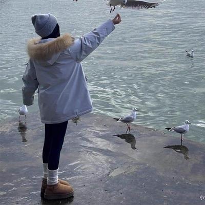 LILY MOST蓝色工装派克羽绒服2025新款女中长款貉子毛白鸭绒冬装