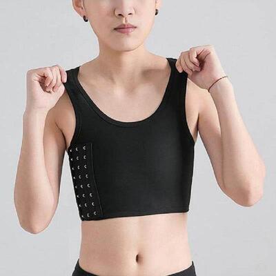 Women Breathable Chest Breast Binder Side Buckle Short Vest
