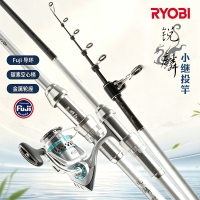 RYOBI利优比锐麟小继远投海竿抛太空豆海竿裸杆钓鱼短节海竿套装