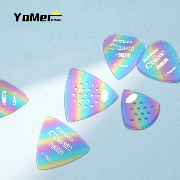 Yomer日本产PICKBOY彩虹赛璐珞电木民谣吉他拨片镂空防滑爵士速弹