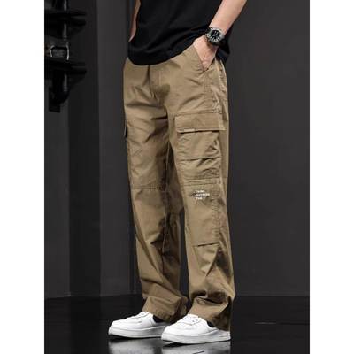 时尚卡其色工装裤男士春夏经典美式直筒宽松休闲裤