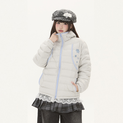 零碎岛屿白鸭绒贝壳绣排骨羽绒服