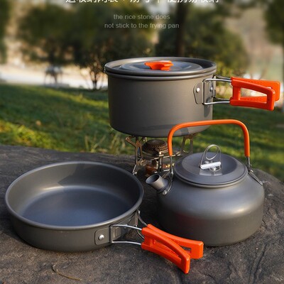 新品 凹凸热卖套锅茶壶套餐 2-3人野营炊具组合 不含餐具 AT6384