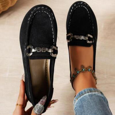 Women's Faionable tal Decorated Slip on Loafers Casual