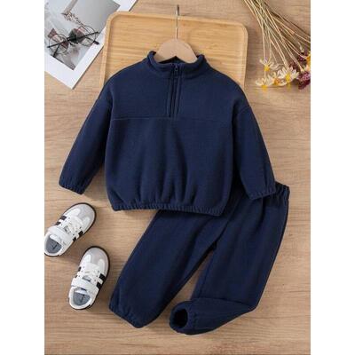 M 13009 Kids Fleece Half Zip Hoodie Set 儿童摇粒绒套装