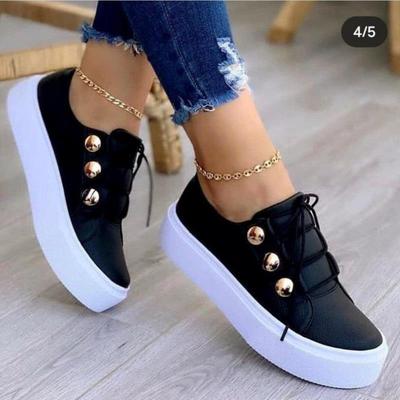 Womens big plus size black Flats Sneakers Women Shoes ladies
