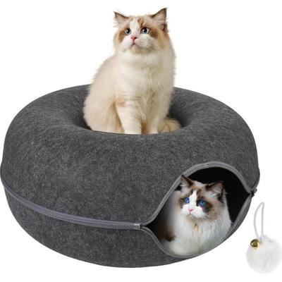 Peekaboo Cat Cave for Indoor Cats Cat Donut Cat Tunnel Bed