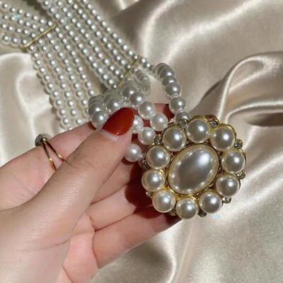 Elegant Imation Pearl retch Belt for women Versatile跨境