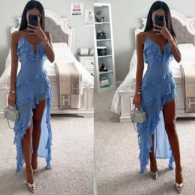 H 84544 Irregular Ruffle Slip Dress 吊带连衣裙