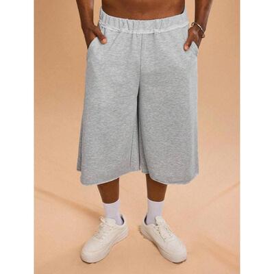 H 40329 Fringe Gray Casual 7-Point Couple Pants 毛边灰色休闲