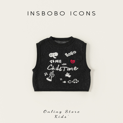INSbobo儿童可爱图案毛衣马甲