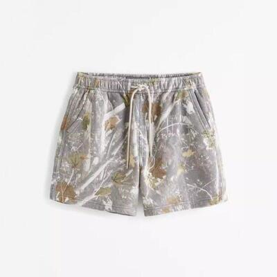 Womens Gym Shorts Casual Pants Vintage Camo Leaf Print
