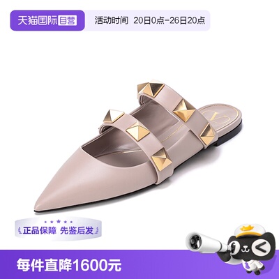 华伦天奴女士平底鞋穆勒鞋凉拖
