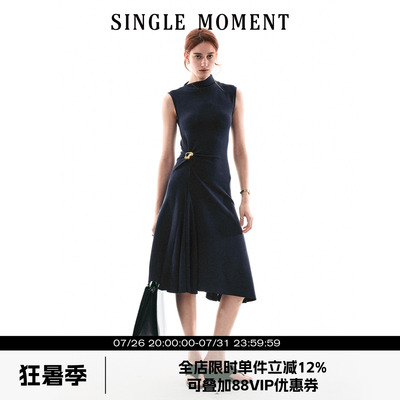 SINGLE MOMENT 26SS法式通勤气质百搭休闲扭结无袖简约连衣裙女