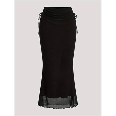 R 57071 Black Fishtail Skirt with Bow 黑色系带鱼尾裙