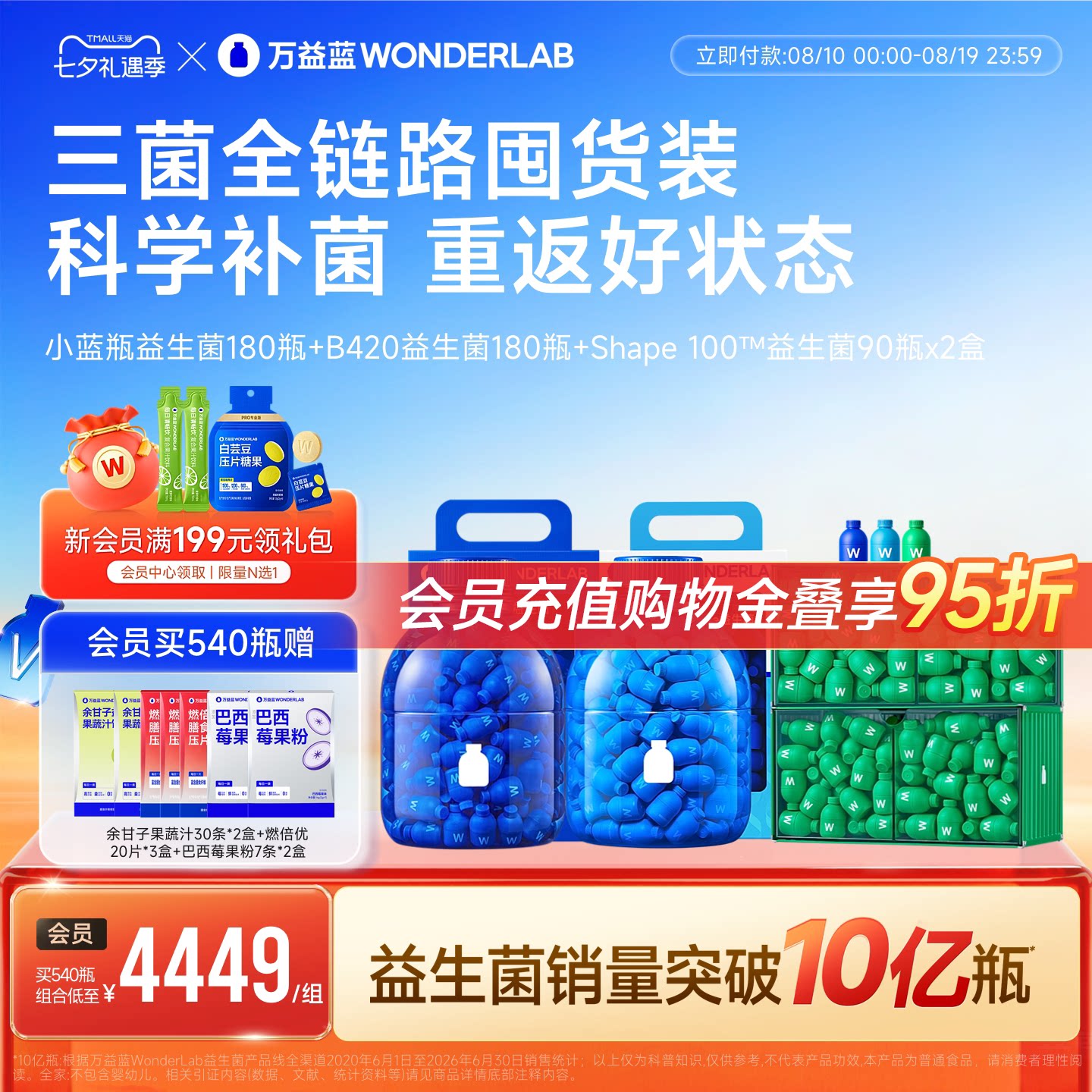 万益蓝WONDERLAB小蓝瓶益生菌肠胃代谢成人小绿瓶体官方正品重