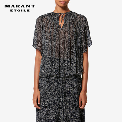 MARANT ETOILE NESLYA 短袖印花雪纺衬衫