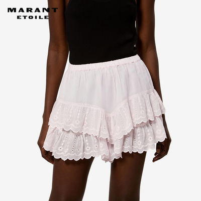 【26早秋新品】MARANT ETOILE JOCADIA法式刺绣棉薄纱荷叶边短裤