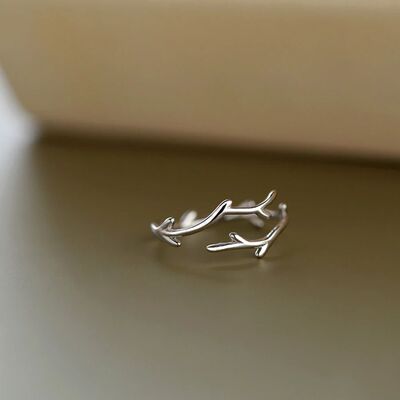 New Sterling Silver Branch Shape Ring Personality Charm