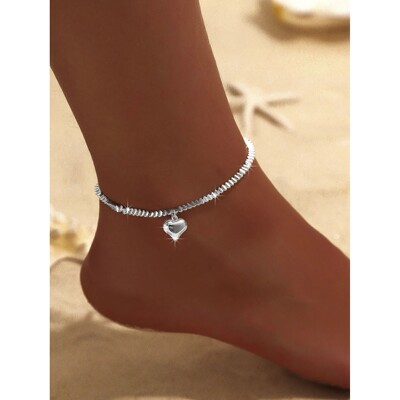 Shiny Sparkling Simple Silver Plated Anklet for Women