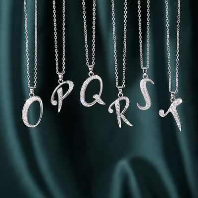 New Sterling Silver Letter Necklace Personality Charm Shiny