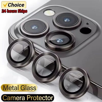Metal Ring Camera Lens Protector Glass For iPhone16 15 14