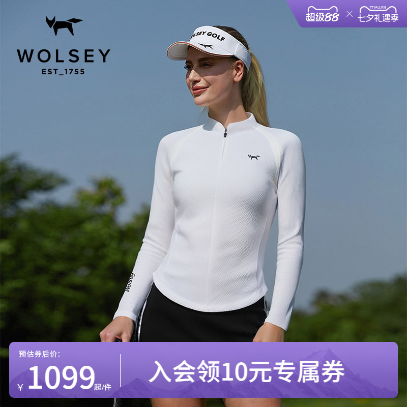 Wolsey圣安德鲁斯长袖Polo衫户外防晒速干立领春新款高尔夫上衣女