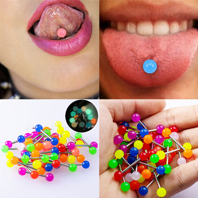 10pc Luminous Glow Tongue Rings Stud Nipple Ring Piercing B
