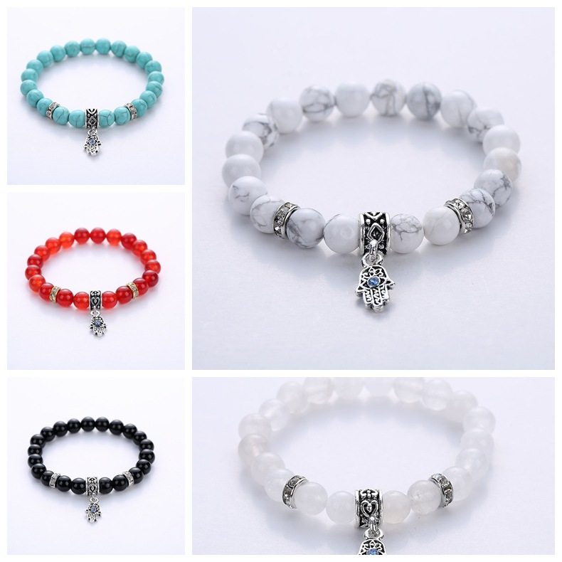 Handmade Natural Stone Lotus Ohm Buddha Beads Bracelet Pink_虎窝淘