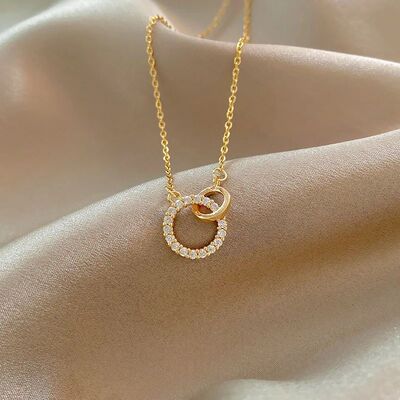 Personality Gold Color Stainless Steel Zircon Double Ring