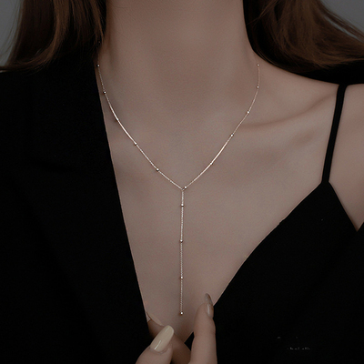 Gold Color Round Bead Tassel Necklace New Female Summer