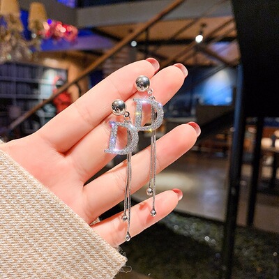 Luxury Brand Long Chain Letter D Hanging Earrings For Women