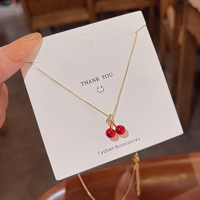 18k Gold Plating Red Cherries Pendant Stainless Steel