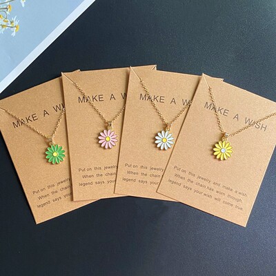 Small pendant Sunflower Necklace for Girl Korean Fashion