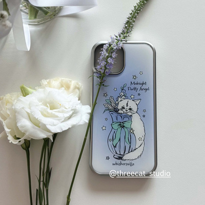 时髦毛茸茸猫花瓶16pro手机壳