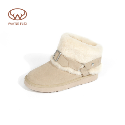 韦恩Wayne Flex加厚雪地棉鞋女款松糕羊皮毛一体平底雪地靴