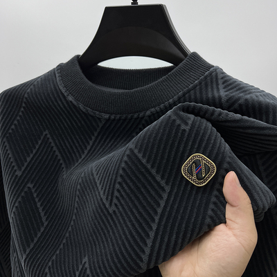 加绒加厚圆领复古打底衫保暖