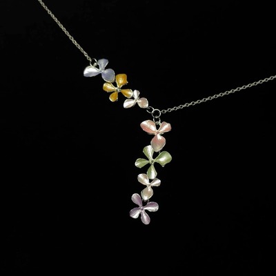 Vintage古着 Colorful-plated flowers项链