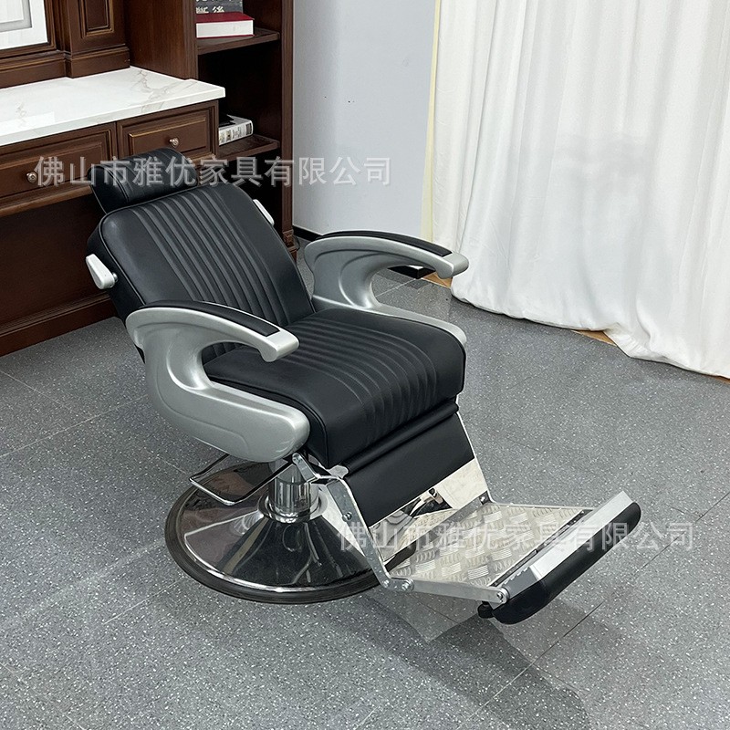 外贸BarBer男士复古油头美发椅理发店发廊专用可放倒刮胡椅理发椅