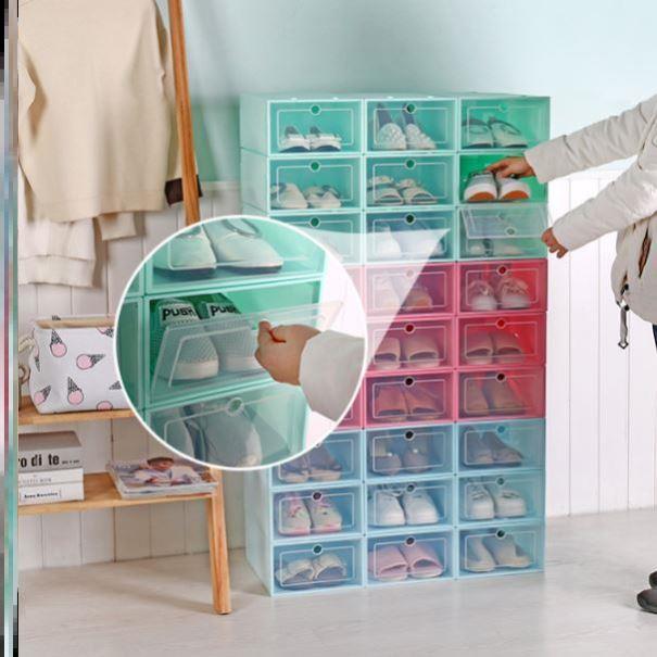 3PCS Transparent plastic shoe box Shoes cabinet鞋盒