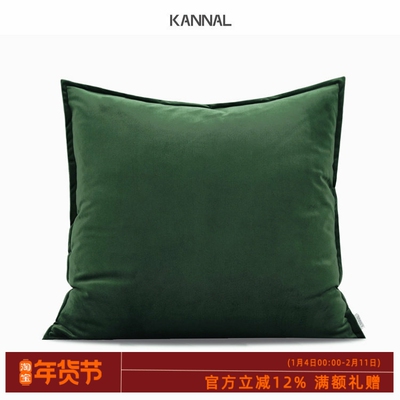 新品深绿色真丝绒靠包样板间抱枕