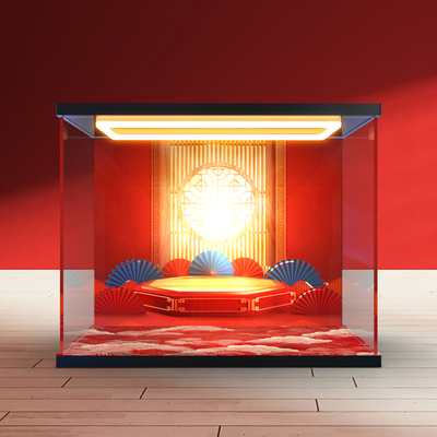 亚克力回形灯收纳盒适用 积木80117五福迎春中国风新春系列防尘盒