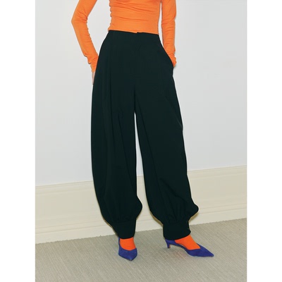 PaleBlueDot黑色显瘦精纺羊毛裤