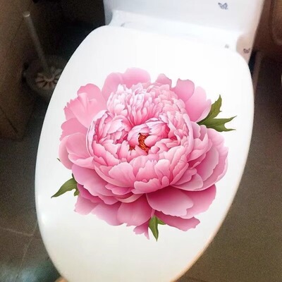 富贵红牡丹花家居贴画门窗卫生间橱柜墙壁马桶盖个性装饰自粘贴纸