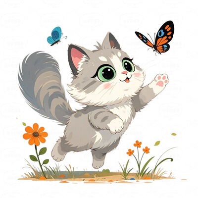 猫咪蝴蝶汽车电动车行李箱卧室家居装饰画粘贴贴画防水