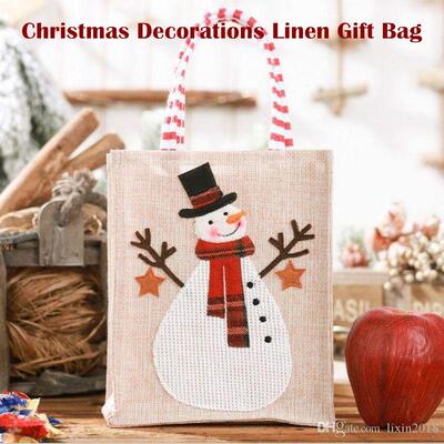 Christmas Decorations Linen Gift Bag Presents