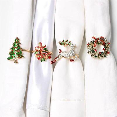 6Pcs Christmas Napkin Ring Holders Xmas table Decoration圣诞