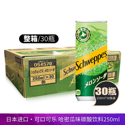 日本进口北海道Schweppes可口可乐哈密瓜味汽水气泡苏打碳酸饮料